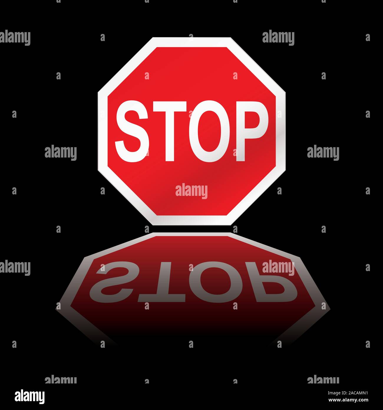stop road sign reflection Stock Photo - Alamy