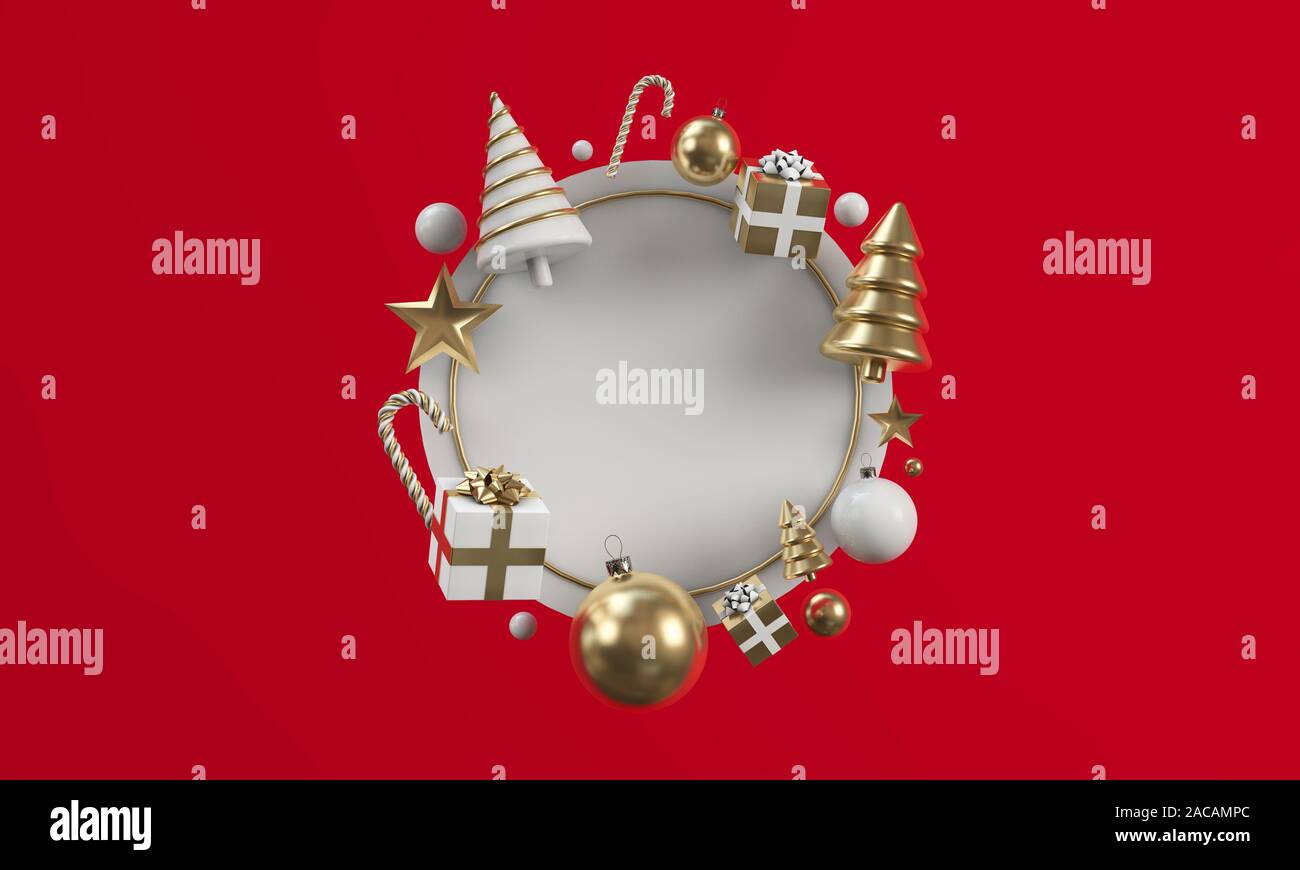 Festive Christmas background circle banner 3D Rendering Stock Photo - Alamy