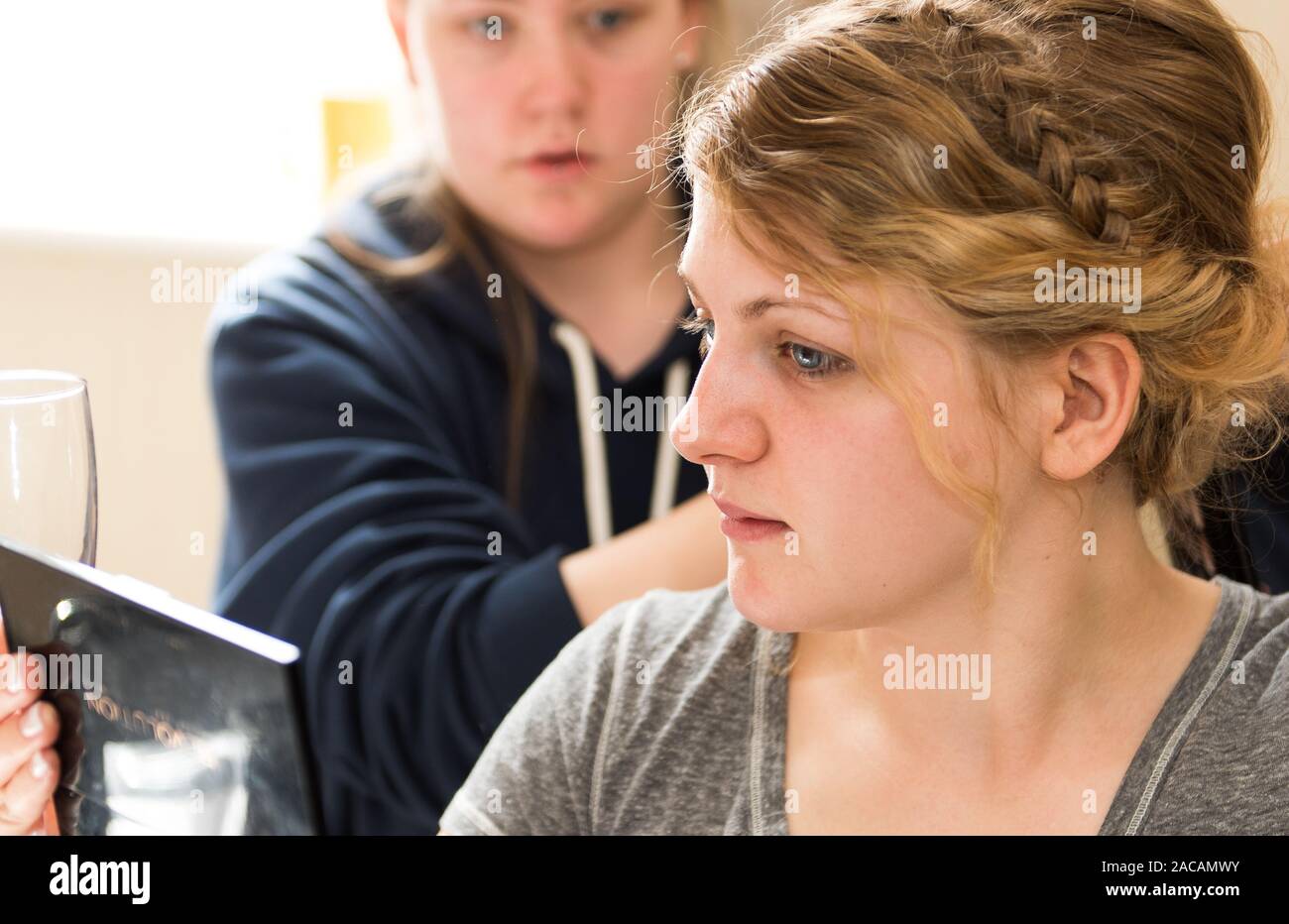 A beautiful bride to be getting ready during bridal prep, preparation ...