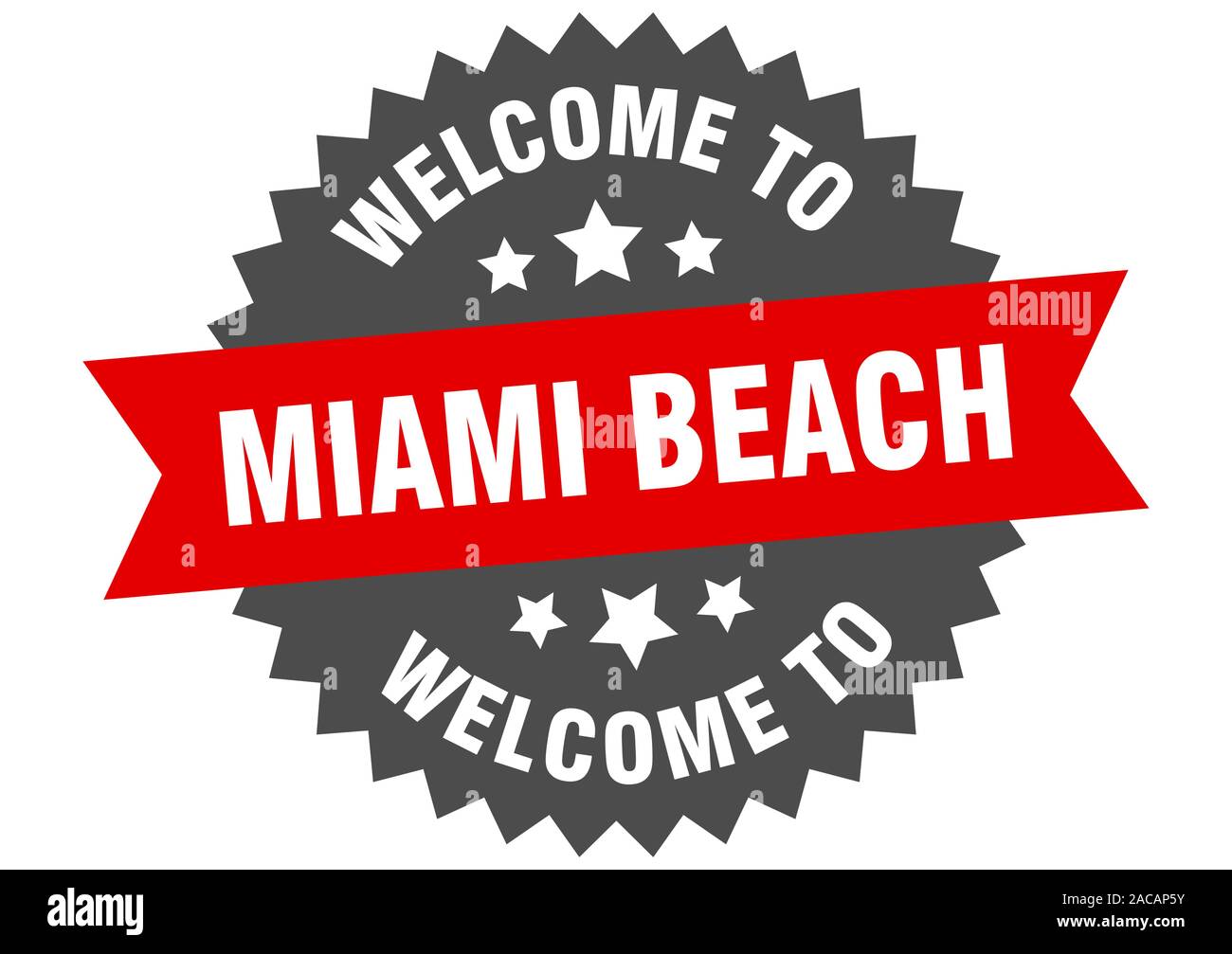 Miami Beach sign. welcome to Miami Beach red sticker Stock Vector Image ...