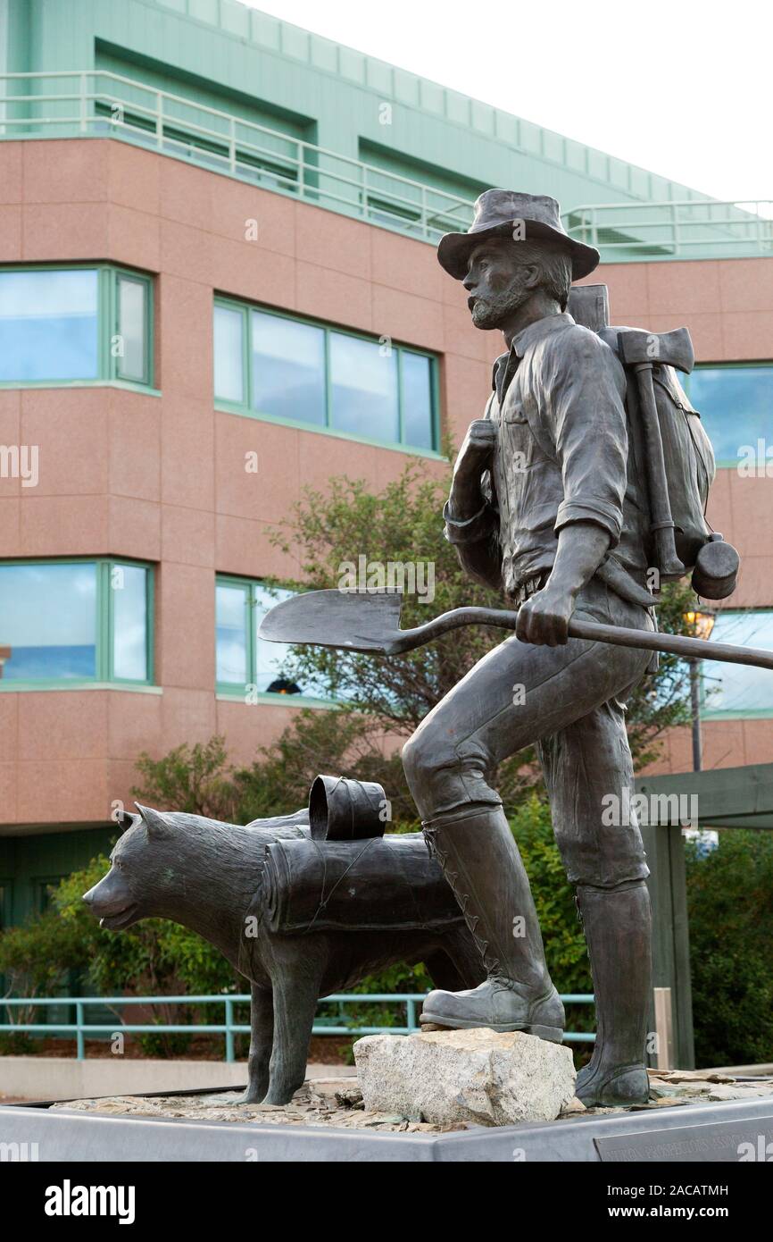 The Prospector Statue in Whitehorse, the Yukon, Canada. The sculpture ...