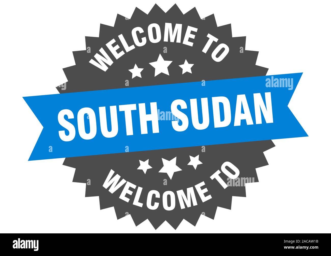 South Sudan sign. welcome to South Sudan blue sticker Stock Vector ...