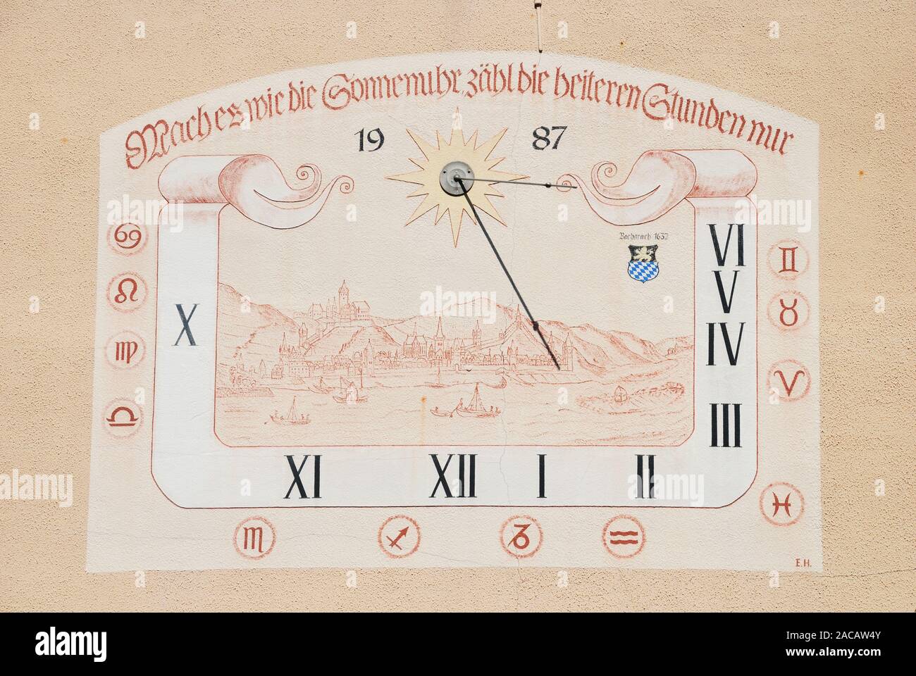 Sundial in Bacharach, UNESCO World Heritage Upper Middle Rhine Valley ...
