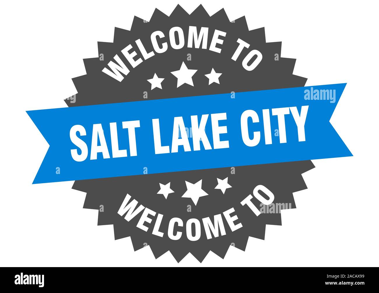 Salt Lake City sign. welcome to Salt Lake City blue sticker Stock ...