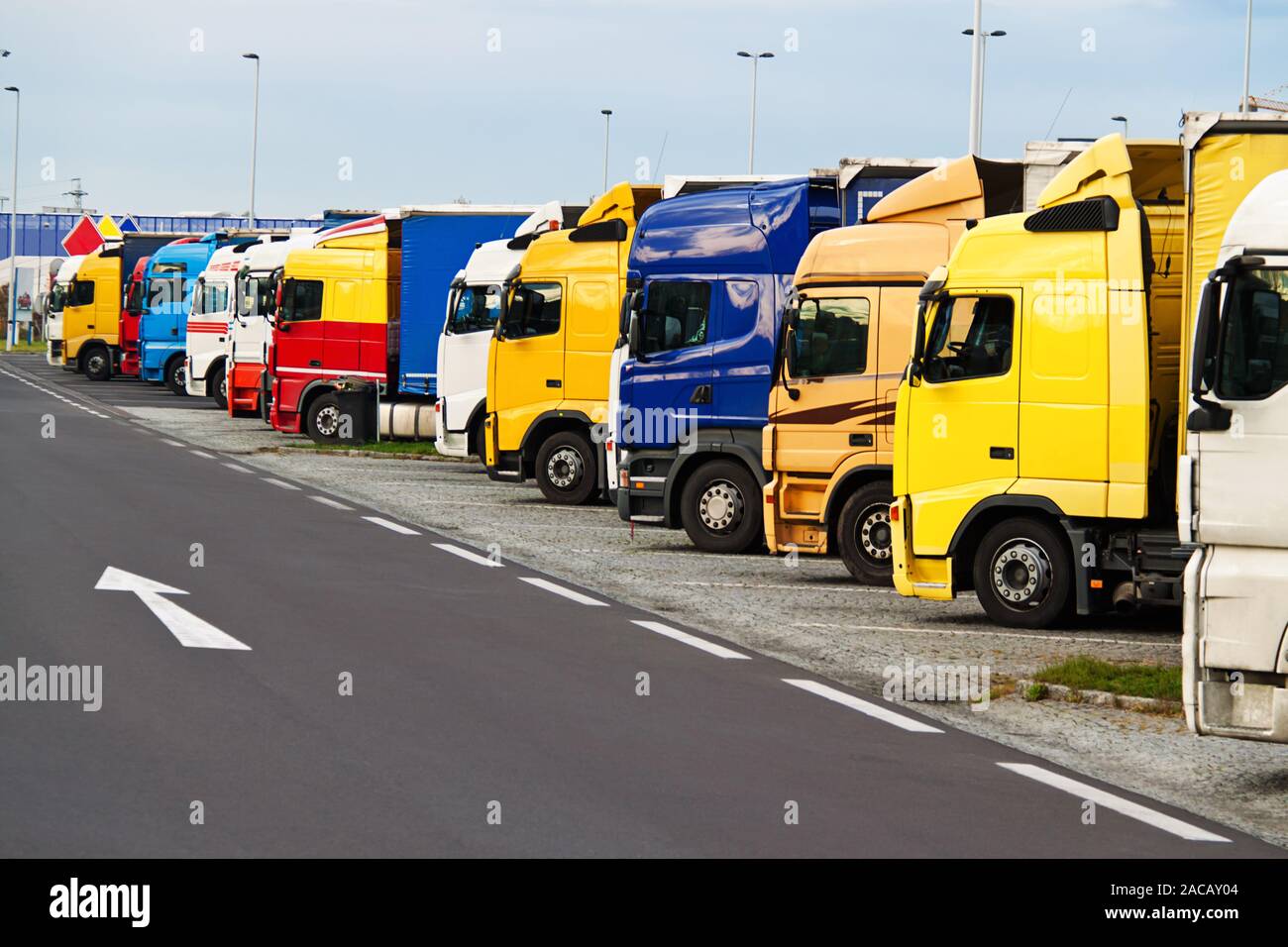 Truck on parking lot Stock Photo - Alamy