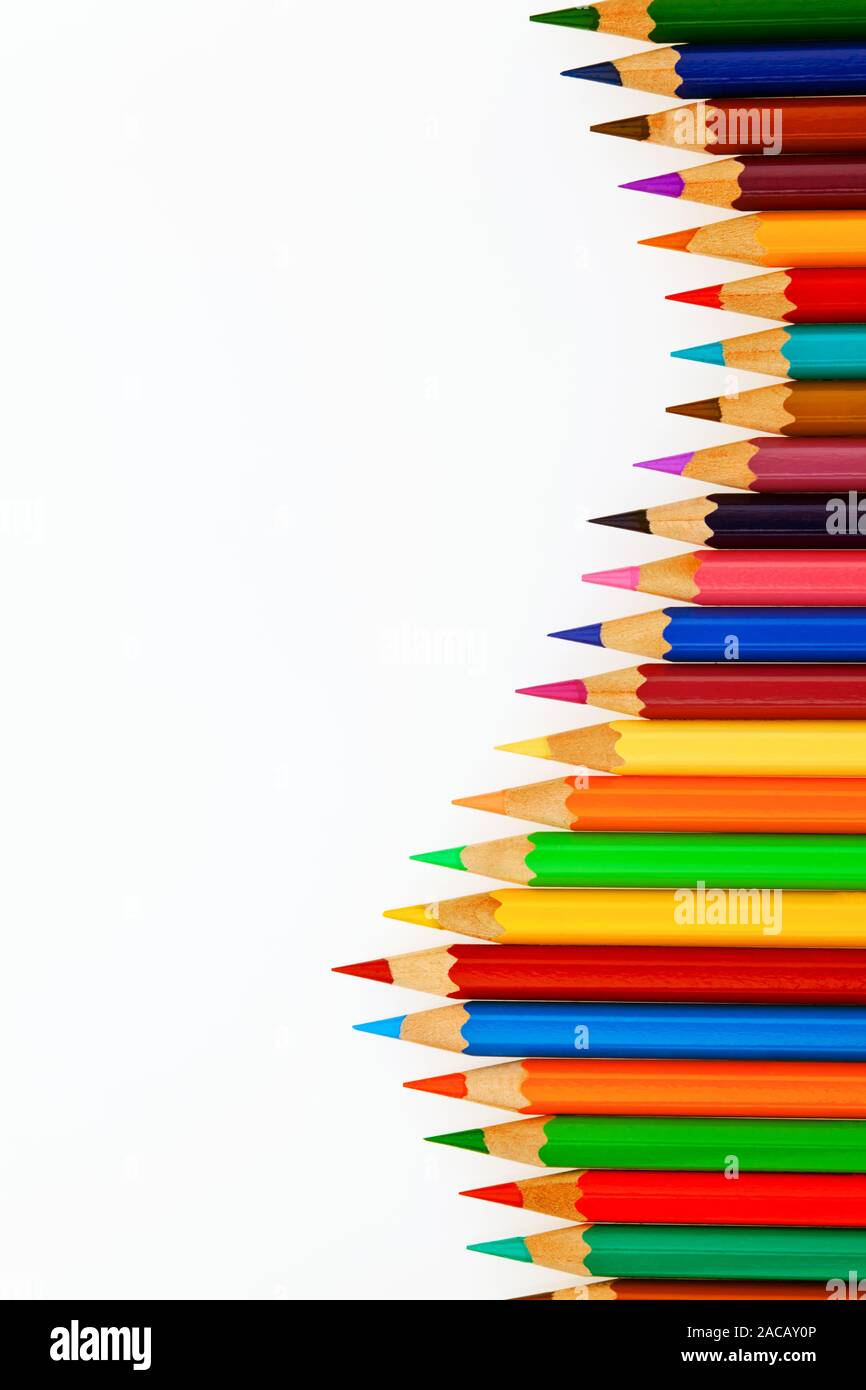 Many crayons on white background Stock Photo - Alamy