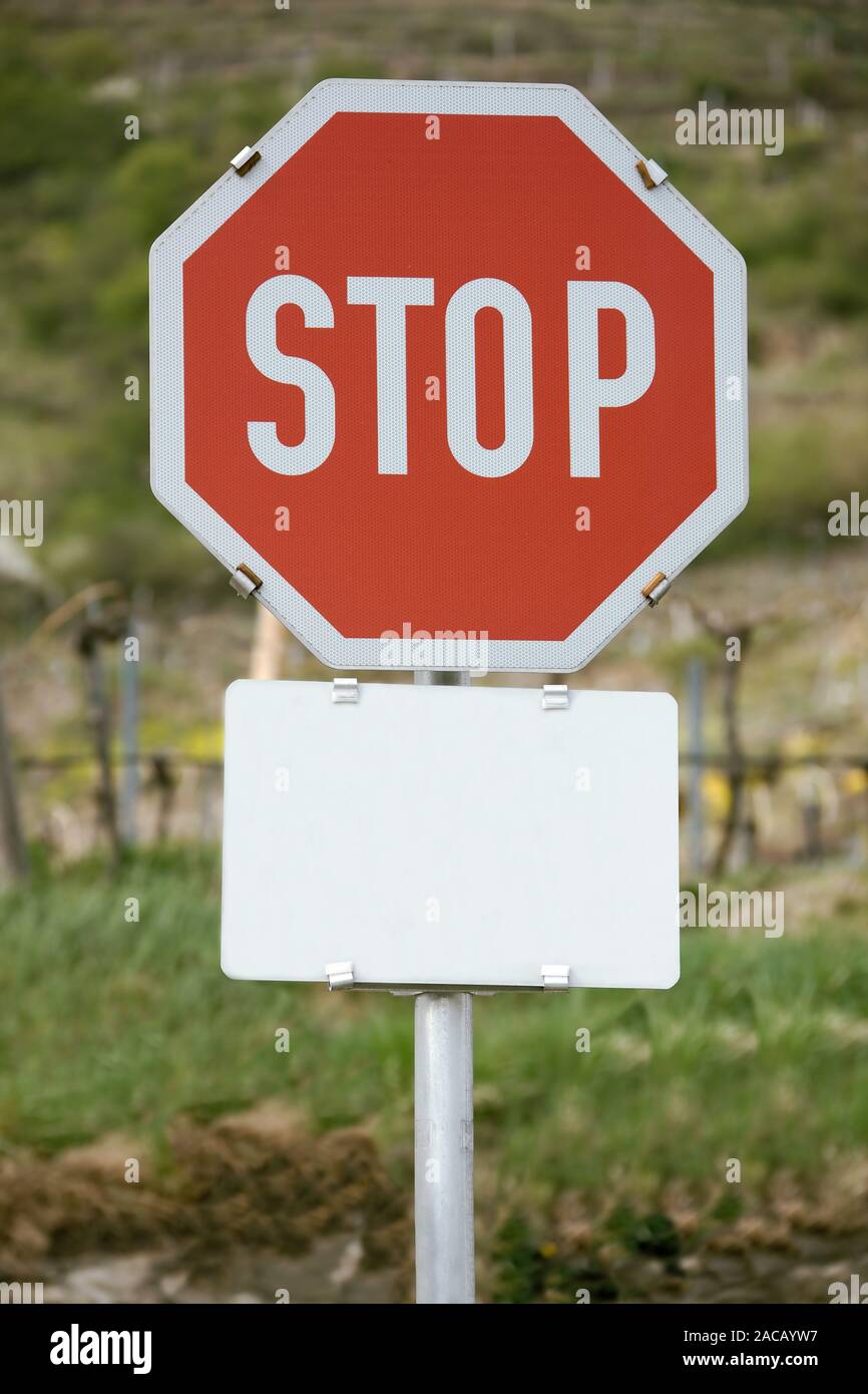Stop sign with empty sign Stock Photo - Alamy