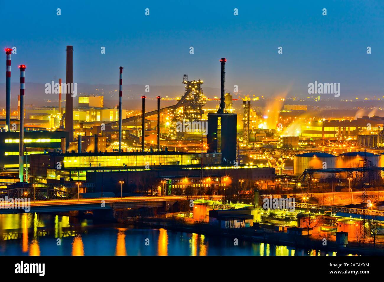 Industrial area at night Stock Photo - Alamy