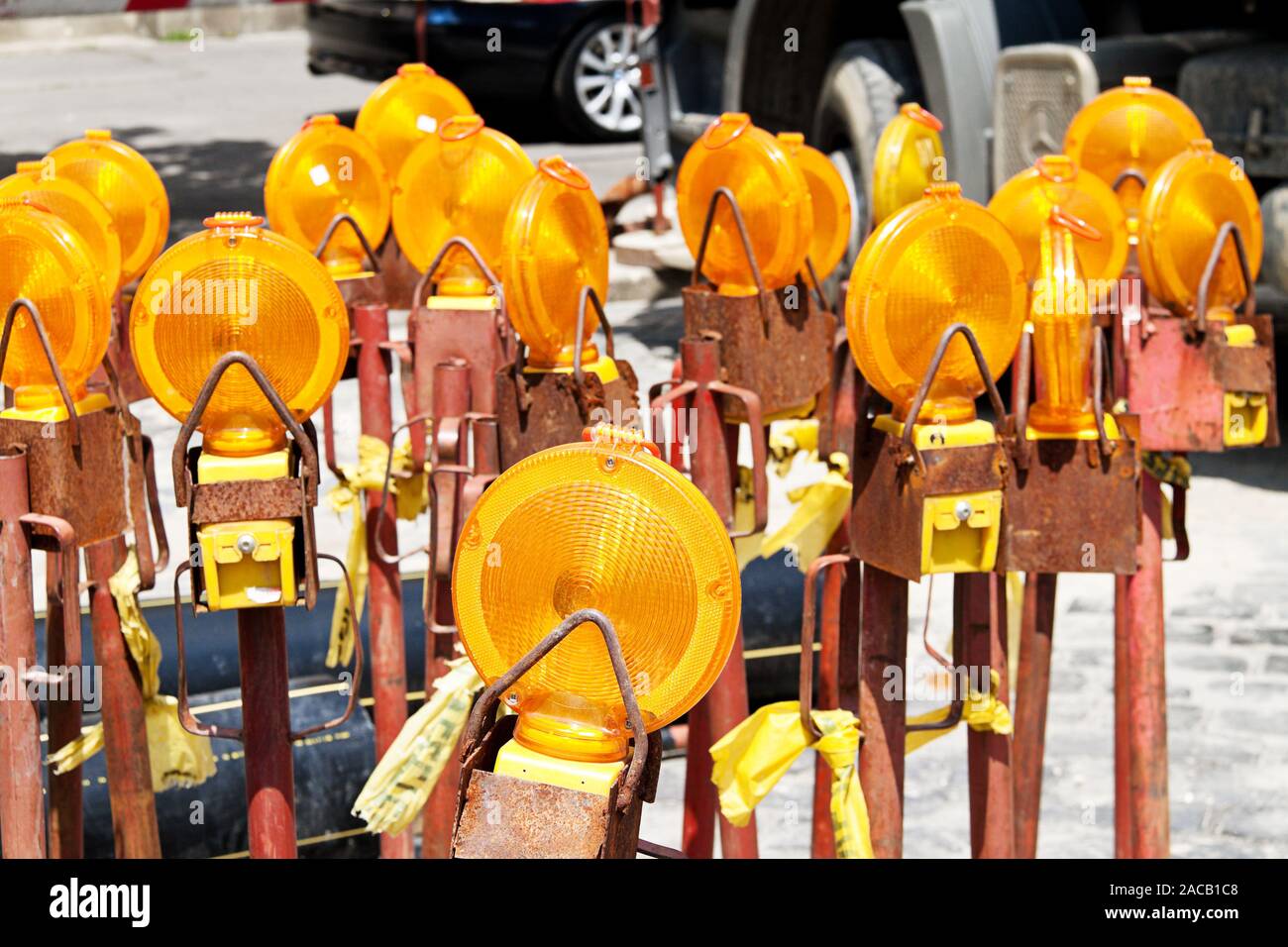 Lamps on a construction site Stock Photo - Alamy