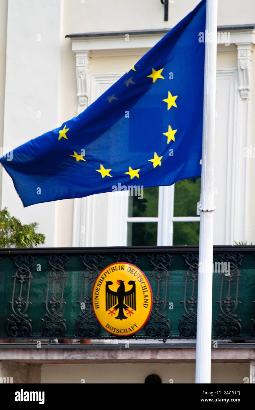 Sign of the German Embassy Stock Photo - Alamy