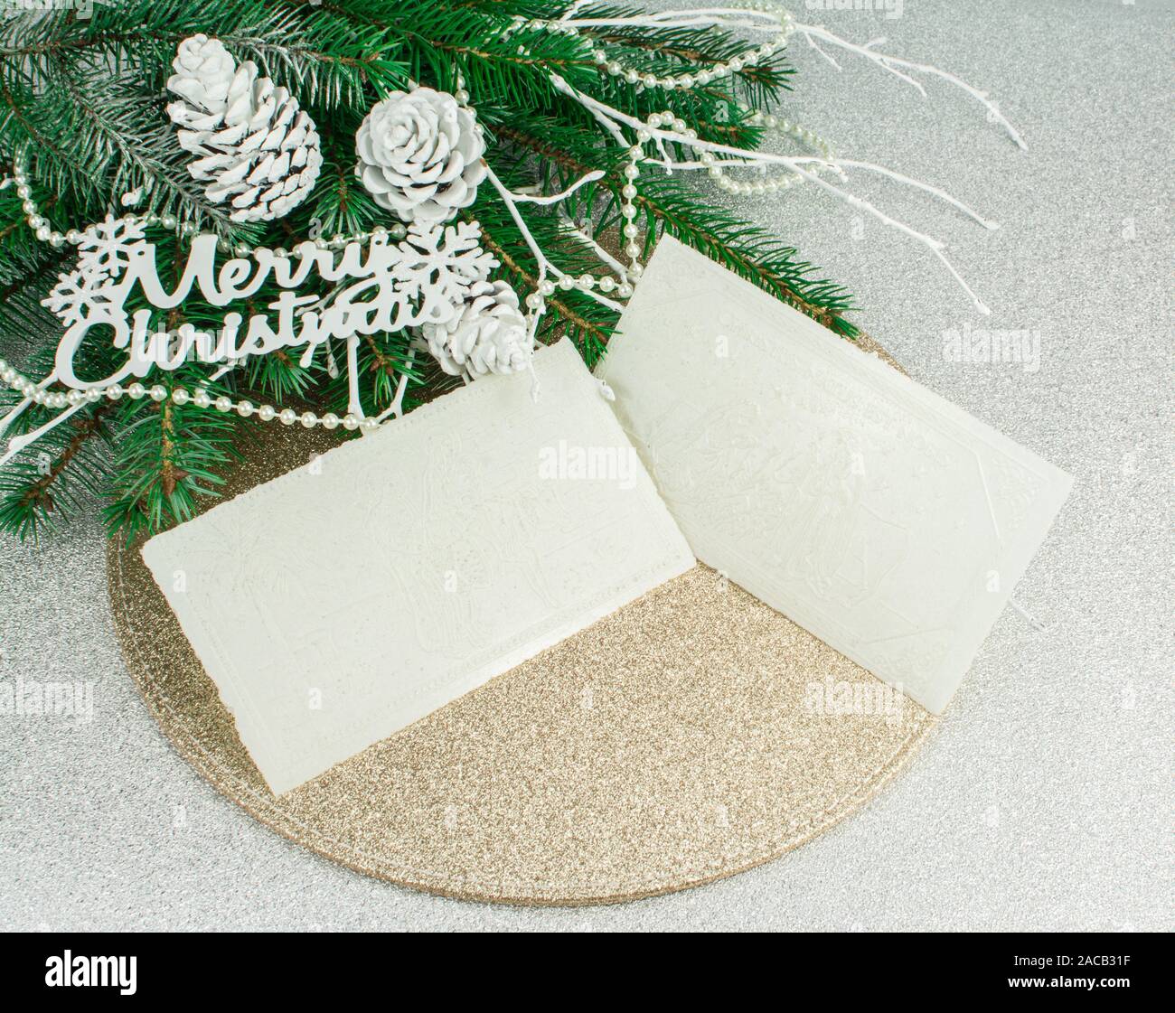 traditional European christmas eve wafer with decorations Stock Photo ...