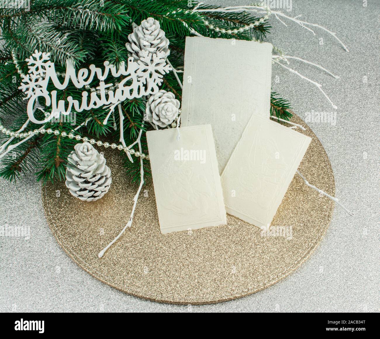 traditional European christmas eve wafer with decorations Stock Photo ...