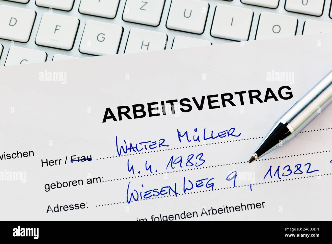 Employment contract in German language Stock Photo - Alamy
