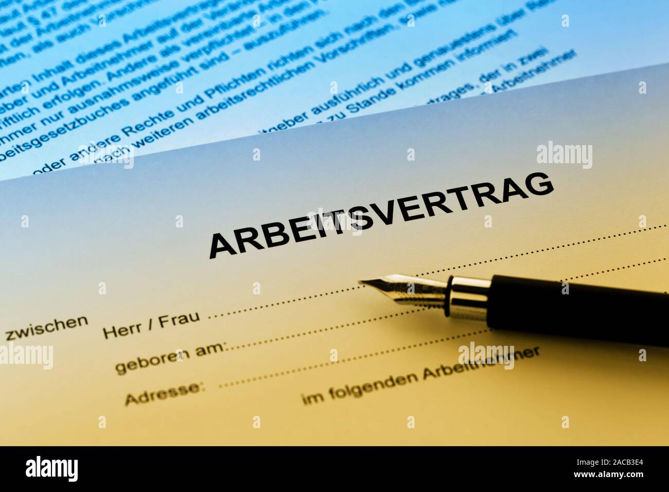 Employment contract in German language Stock Photo - Alamy