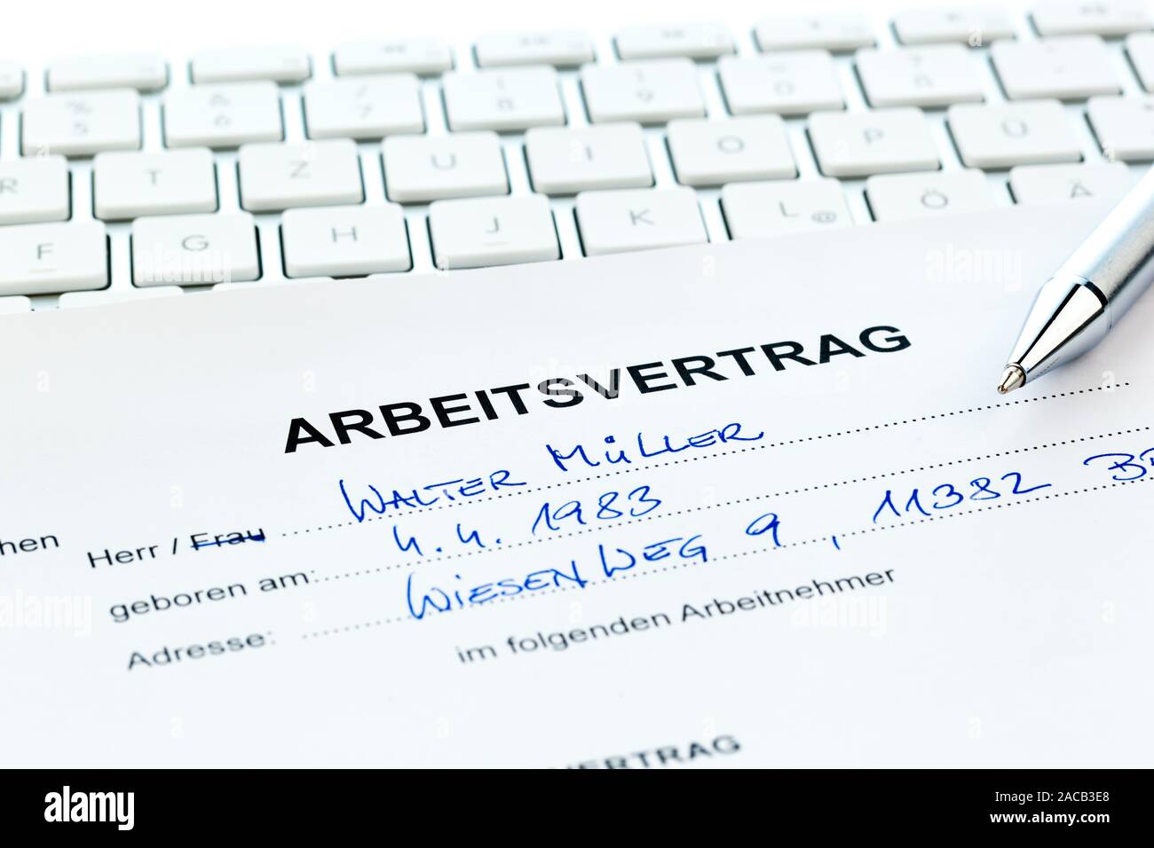 Employment contract in German language Stock Photo - Alamy