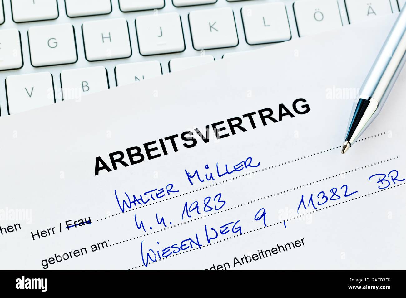Employment contract in German language Stock Photo - Alamy