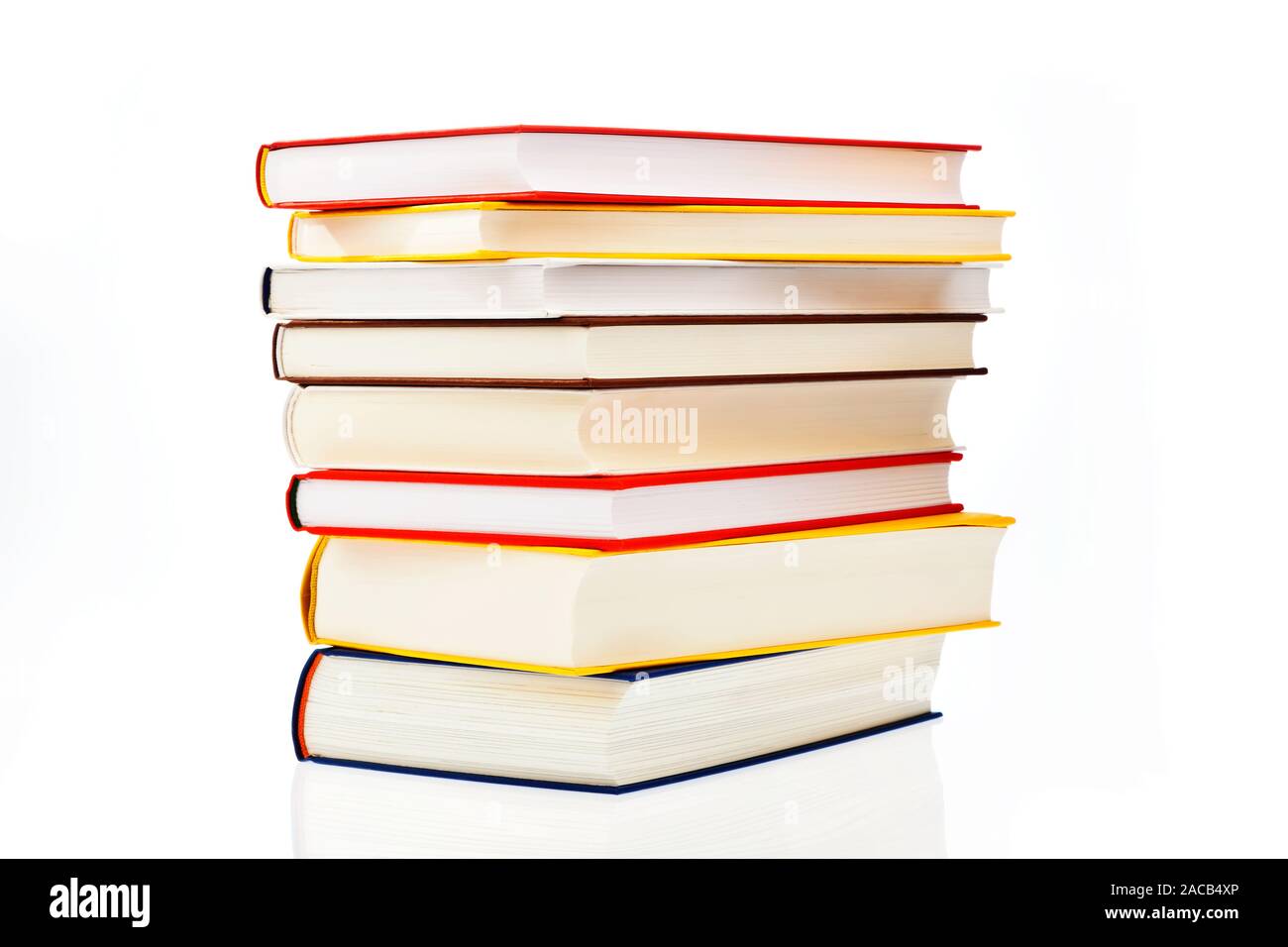 Book stack on white background Stock Photo - Alamy