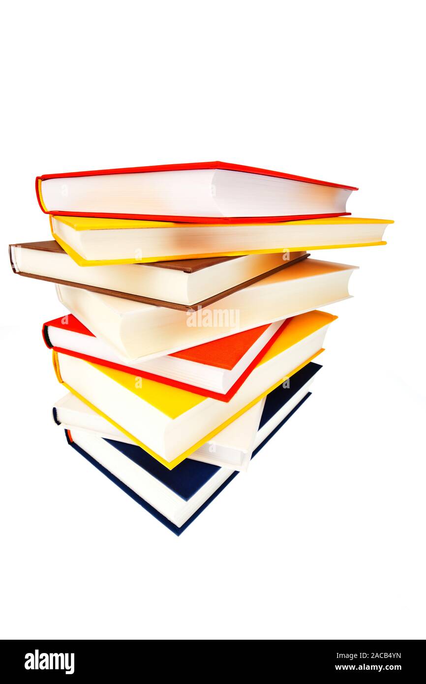 Book stack on white background Stock Photo - Alamy