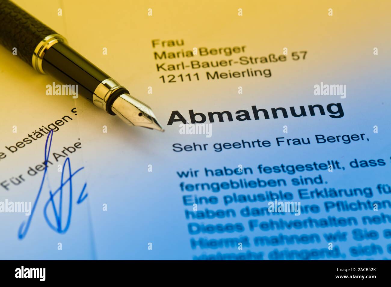 Letter of warning Stock Photo - Alamy