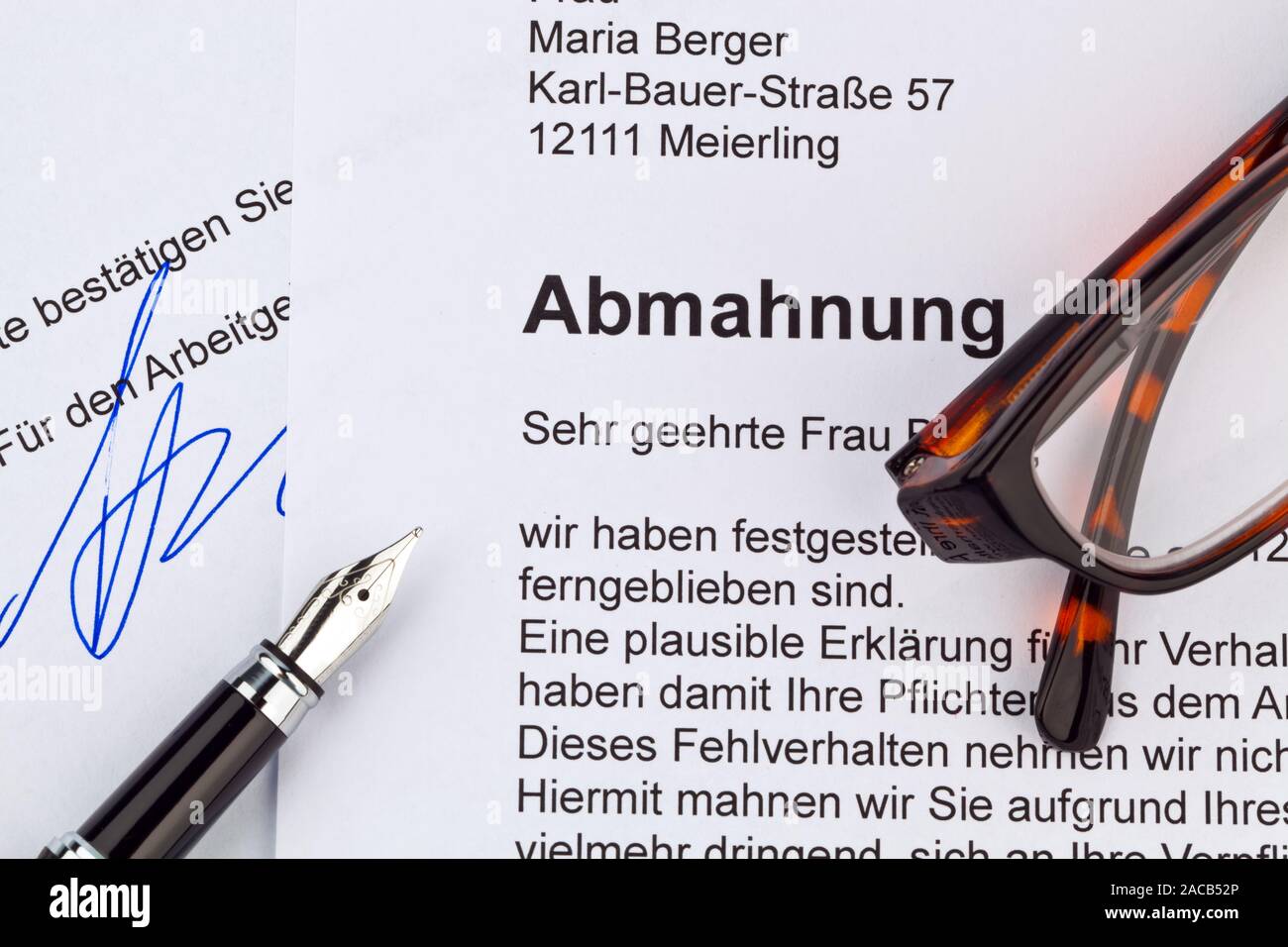 Letter of warning Stock Photo - Alamy