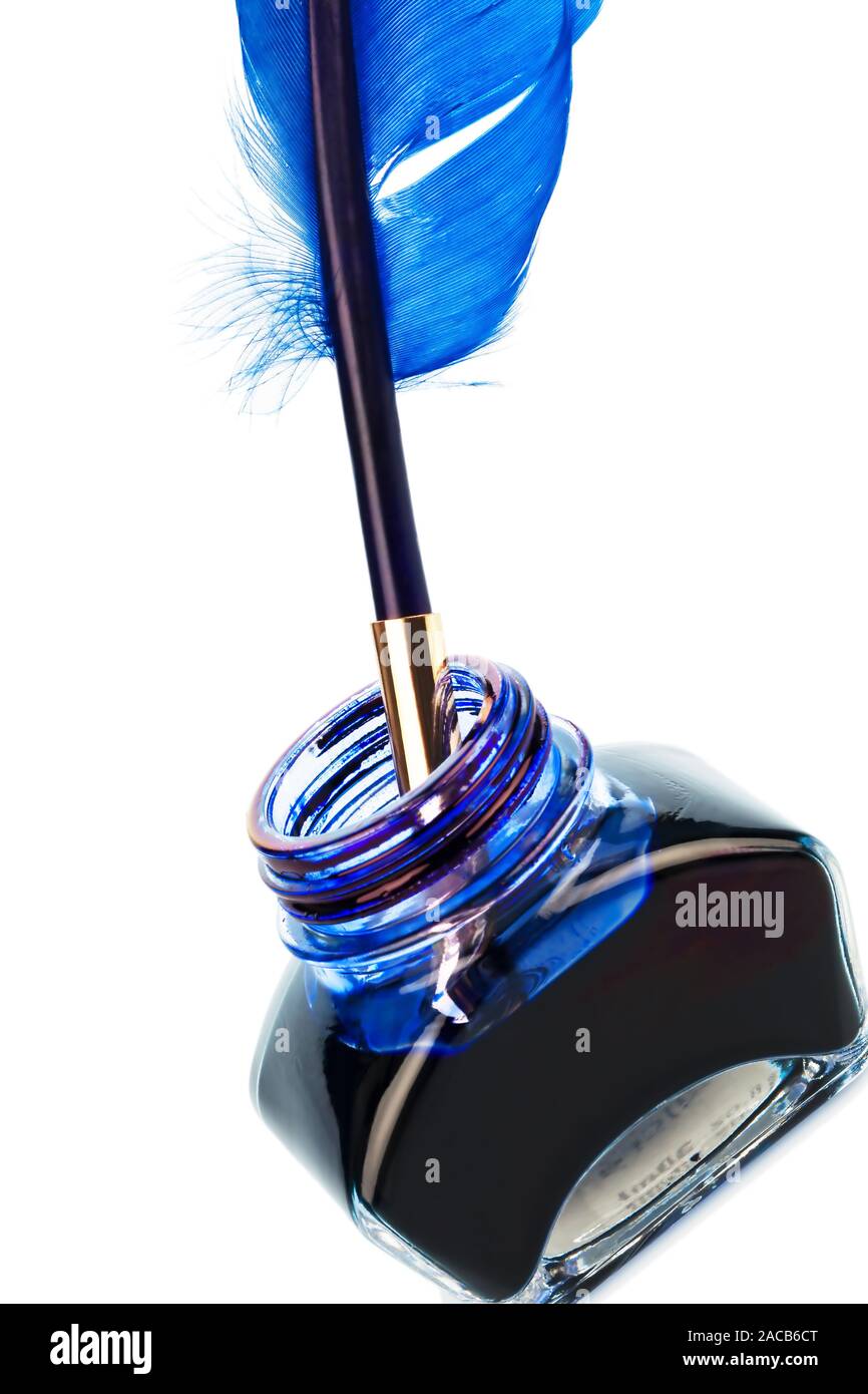 Blue quill feather Stock Photo - Alamy