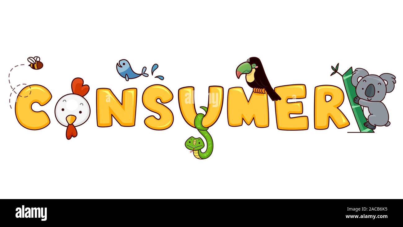 Illustration of Consumer Lettering with Animals Typically Consuming ...