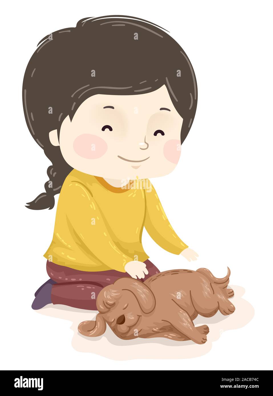 Illustration of a Kid Girl Giving Her Pet Dog a Reiki Massage Stock ...