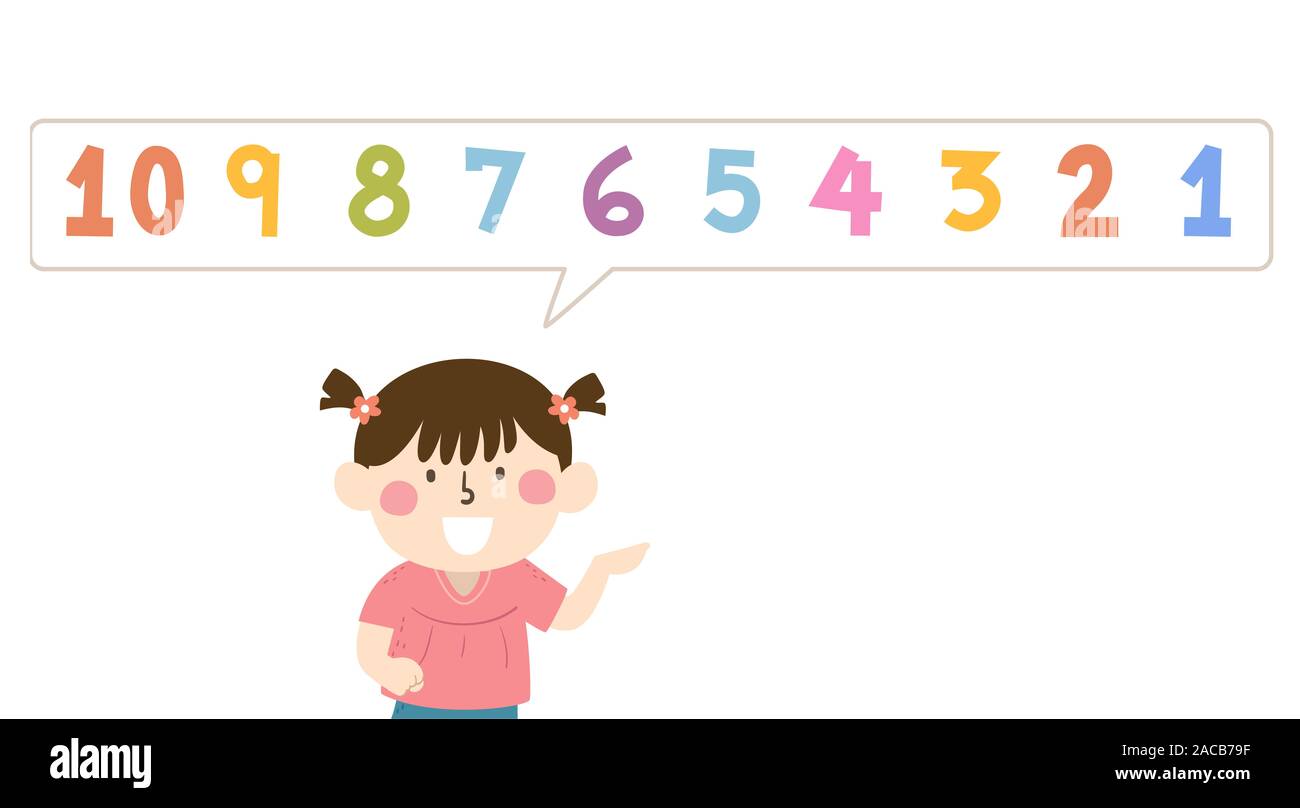 Illustration Of A Kid Girl Counting Backwards With A Speech Bubble From Illustration Of A Kid Girl Counting Backwards With A Speech Bubble From