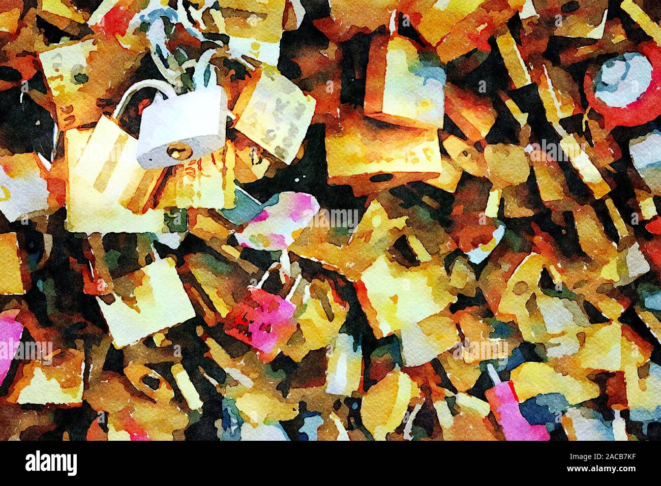 the famous padlocks on one of the bridges over the Seine in Paris in ...