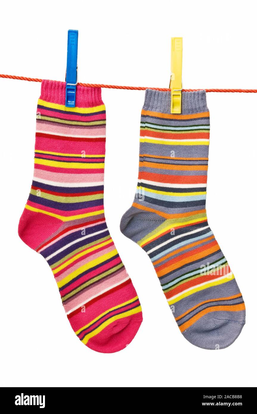 socks on the clothesline Stock Photo - Alamy