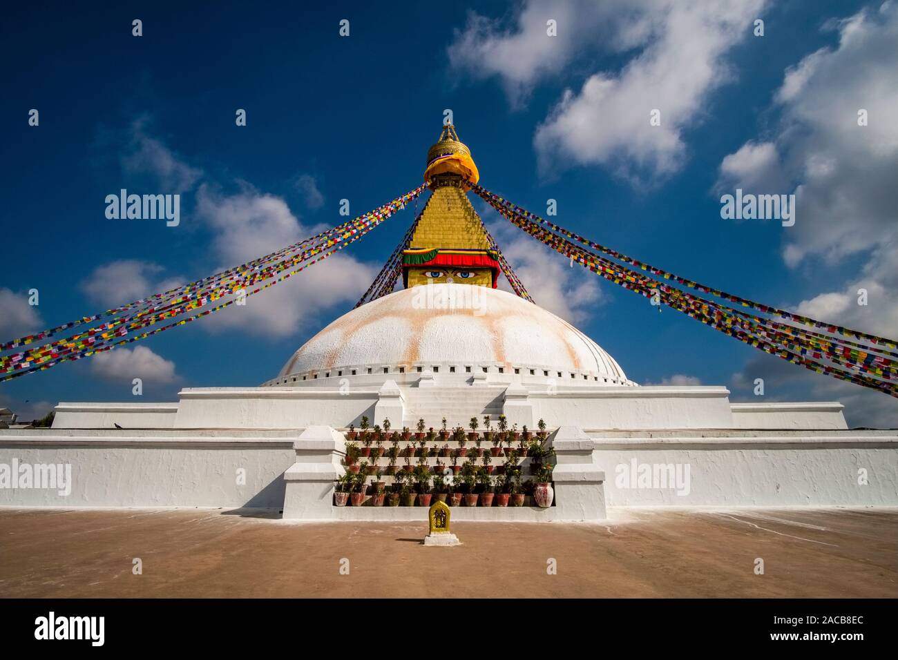 Panoramic view of the Boudha Stupa in the suburb Boudhanath, one of the ...