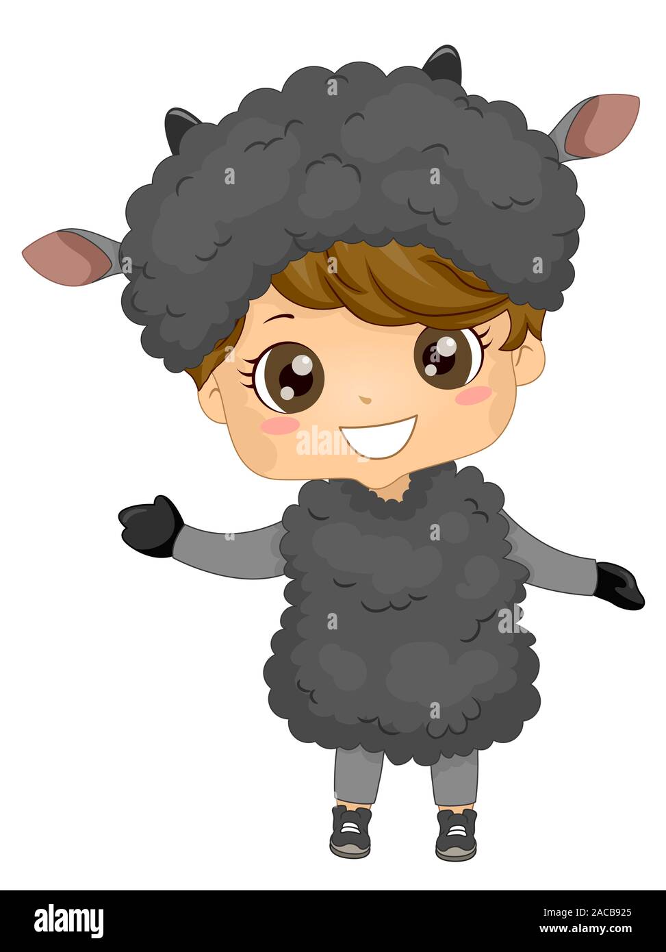 Illustration of a Kid Boy Wearing Black Sheep Costume Stock Photo - Alamy