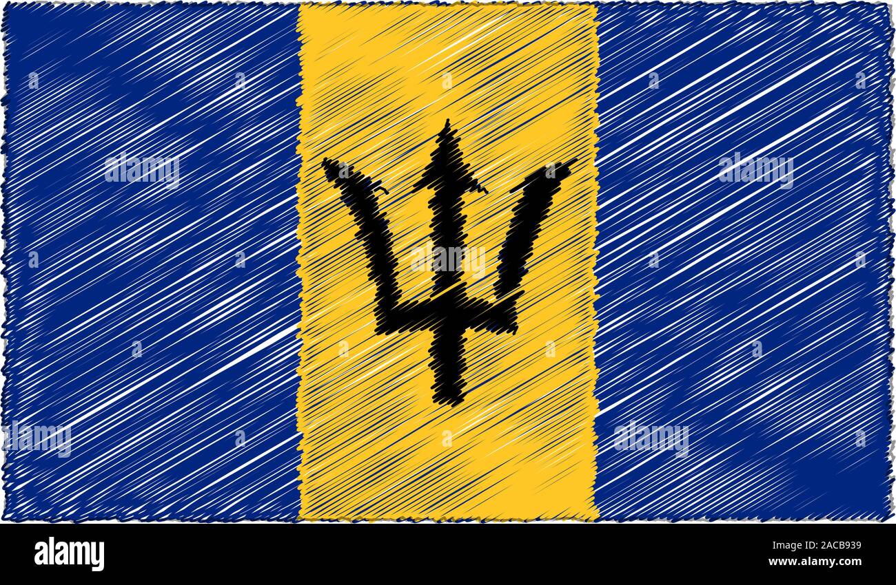 Vector Drawing of Sketch Style Barbados Flag Stock Vector Image & Art ...