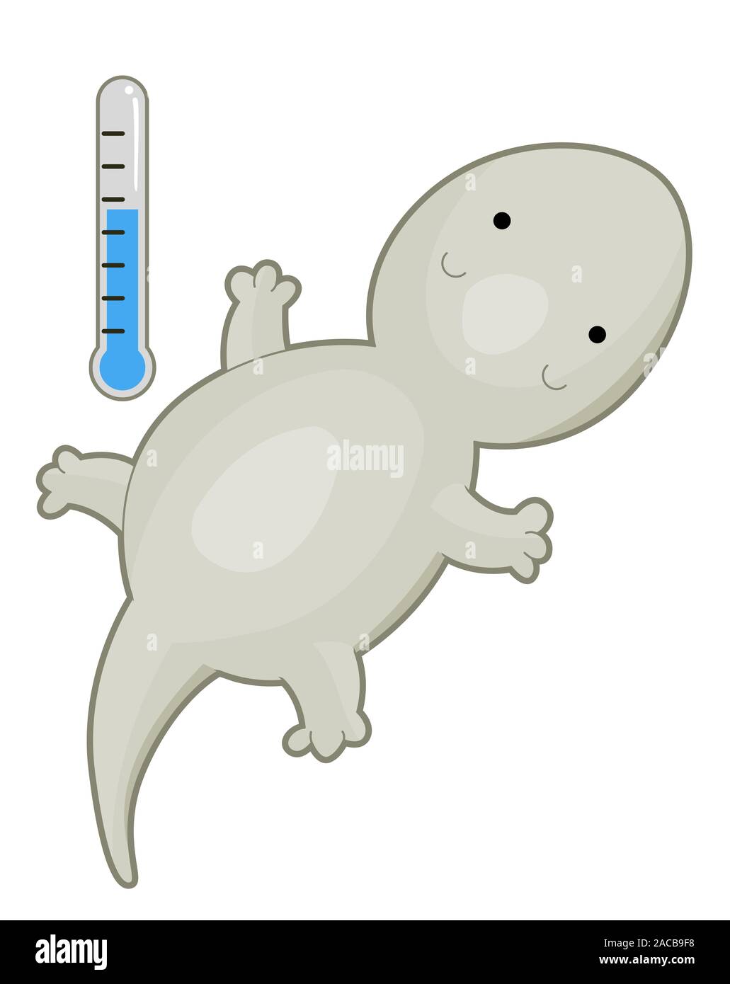 Illustration of a Lizard and a Thermometer with Blue Liquid as Cold ...