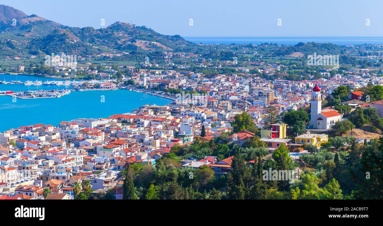 Panoramic summer landscape of Zakynthos or Zante. This Greek island in ...