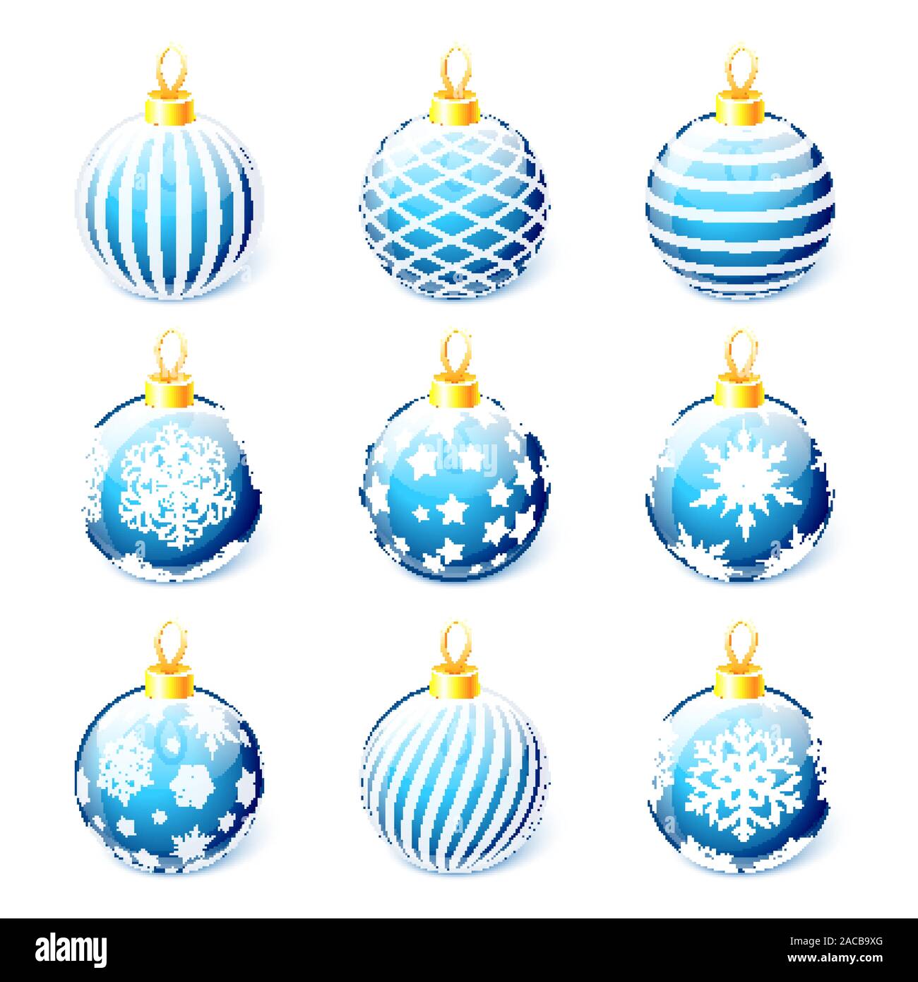 Set of blue Christmas balls isolated on white background vector Stock ...