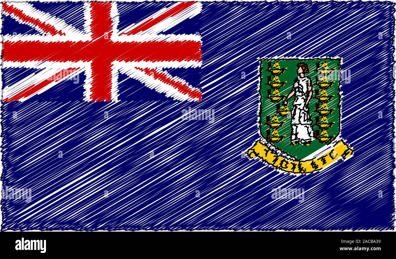 Vector Drawing of Sketch Style British Virgin Islands Flag Stock Vector ...