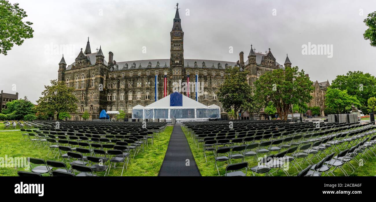 Graduation ceremony stage outside georgetown university in washington ...
