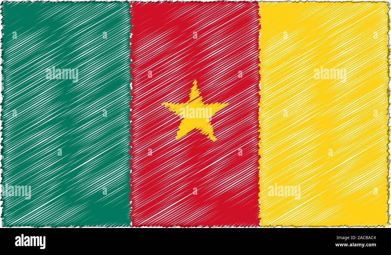 Vector Drawing of Sketch Style Cameroon Flag Stock Vector Image & Art ...