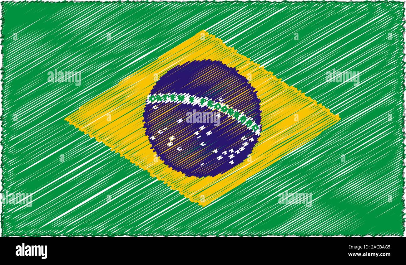 Vector Drawing of Sketch Style Brazil Flag Stock Vector Image & Art - Alamy