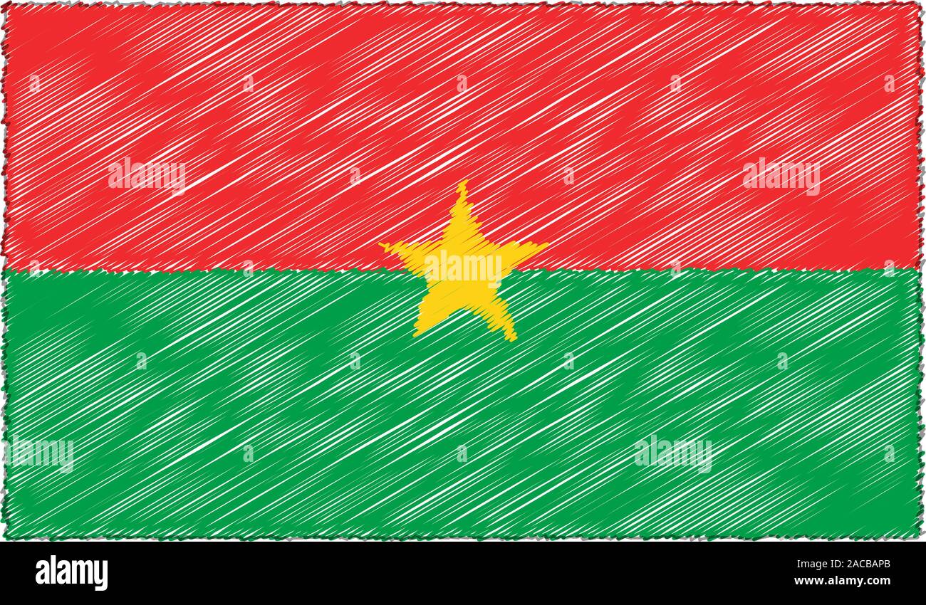 Vector Drawing Of Sketch Style Burkina Faso Flag Stock Vector Image