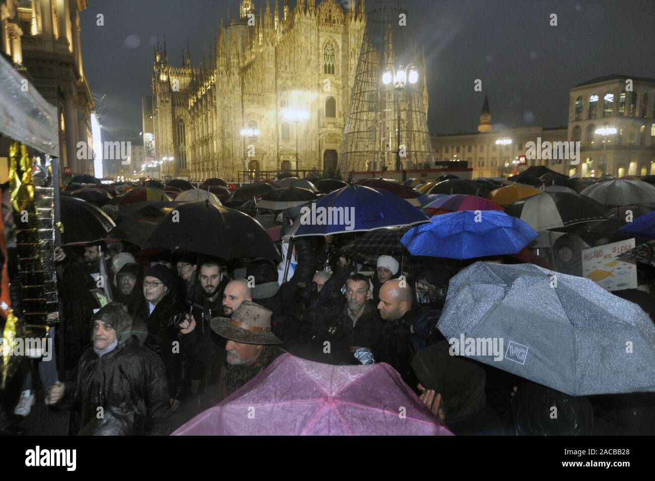 Milan, December 1, 2019 - Demonstration of the "Sardines", the ...