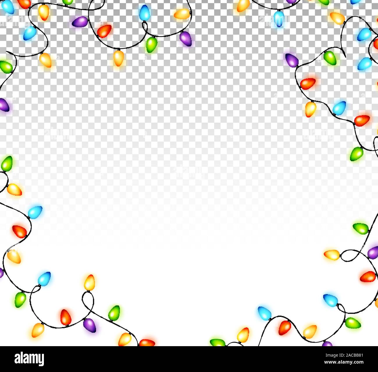 Colorful Christmas light bulbs on transparent background vector Stock ...
