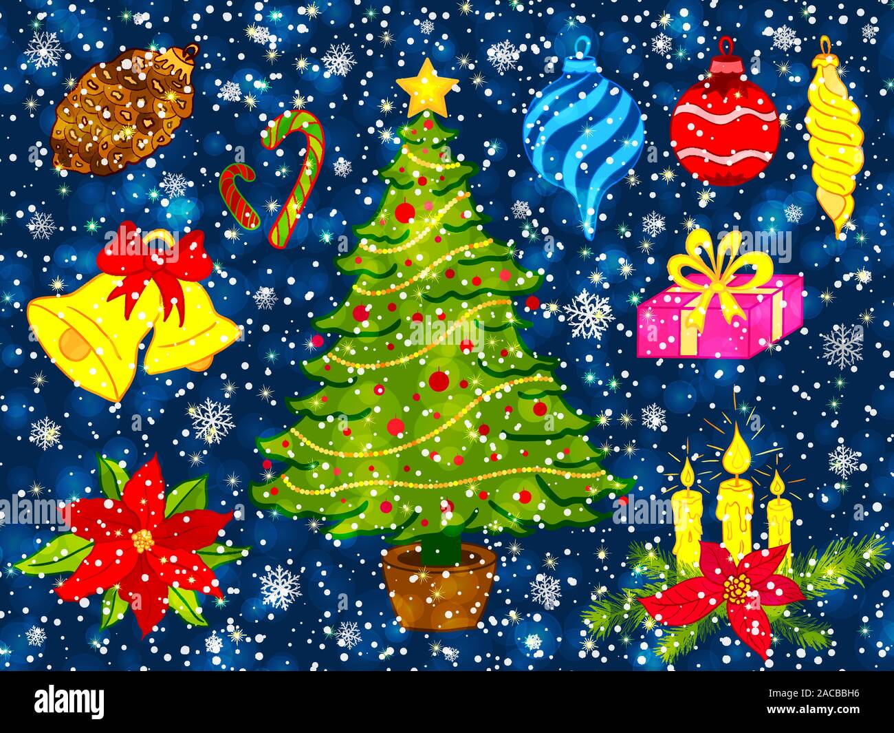 Christmas holiday background decorations traditional Stock Vector ...