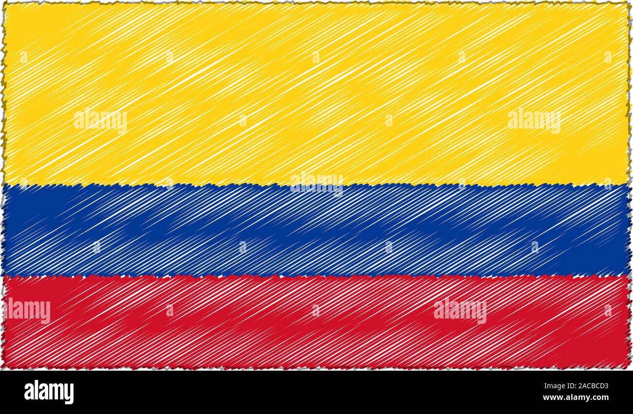 Vector Drawing of Sketch Style Colombia Flag Stock Vector Image & Art ...