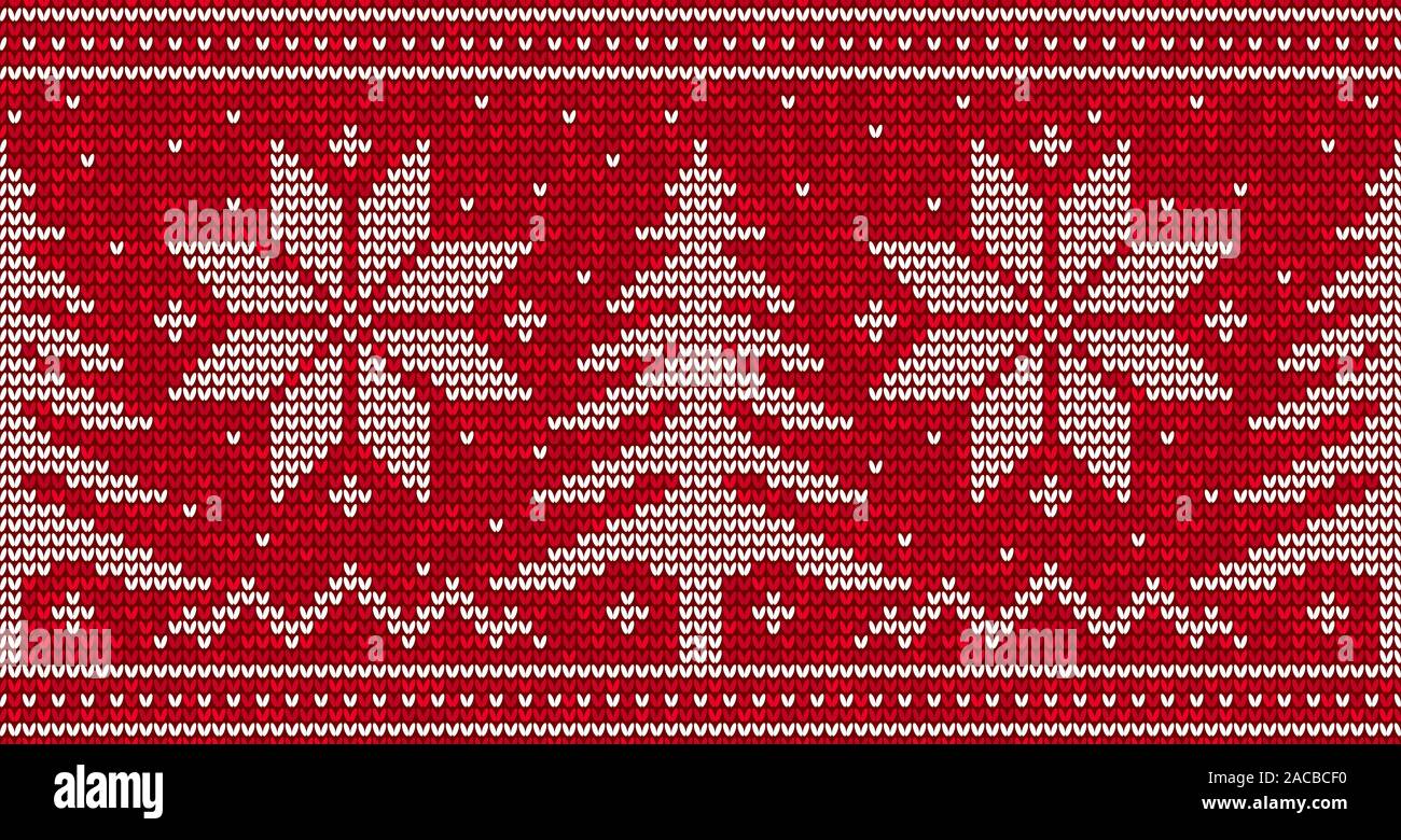Red knitting seamless pattern background with christmas trees and ...