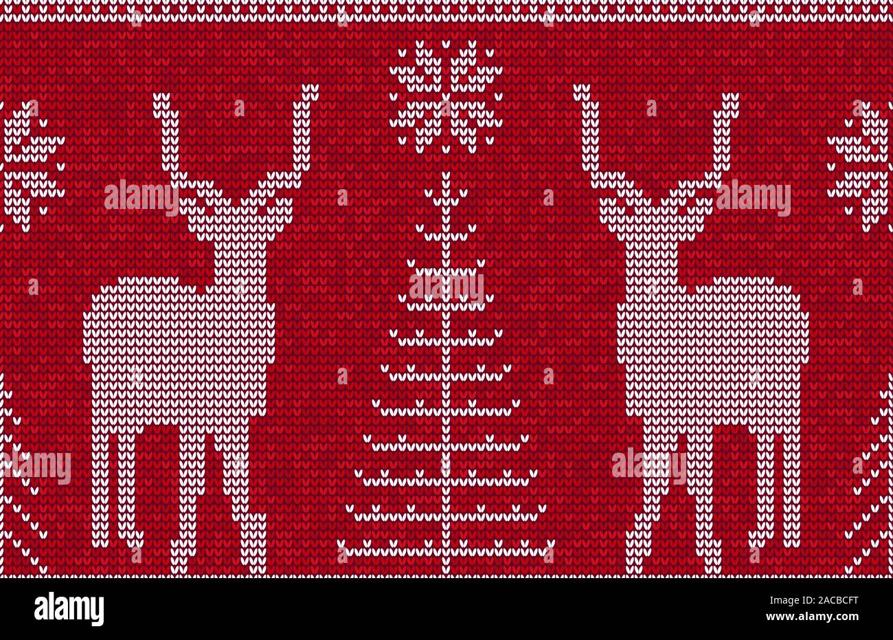 Red and white christmas seamless pattern background with deer, pine ...