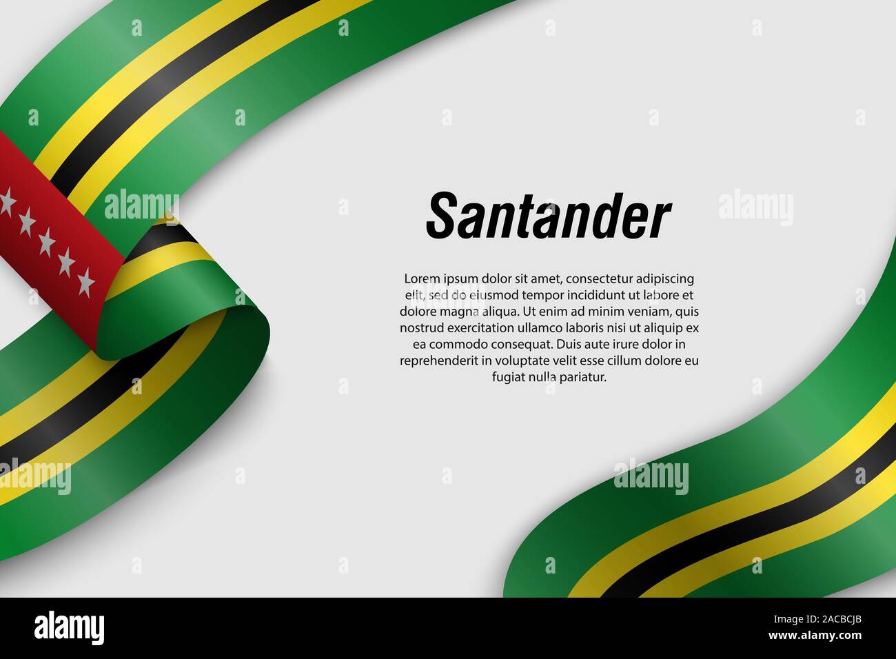 Waving ribbon or banner with flag of Santander. Department of Colombia ...