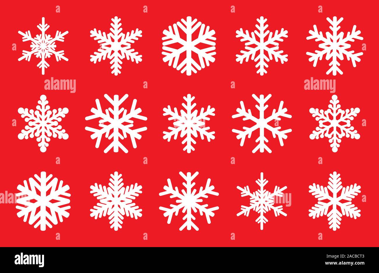 Snowflakes set on red background. Vector illustration Stock Vector ...