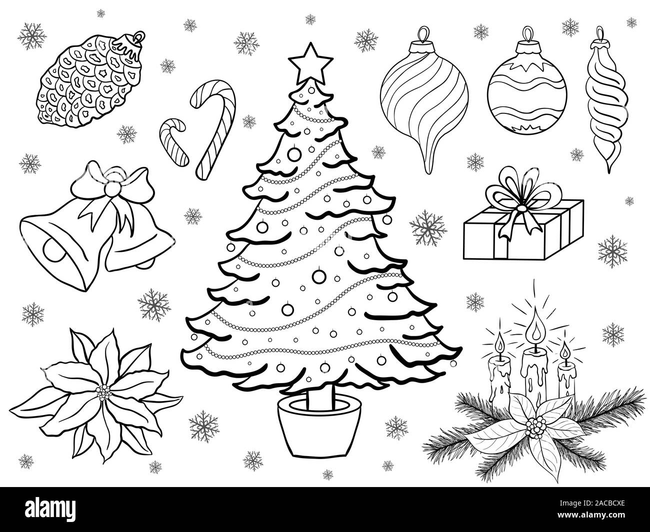 Vector christmas card sketch Cut Out Stock Images & Pictures - Alamy